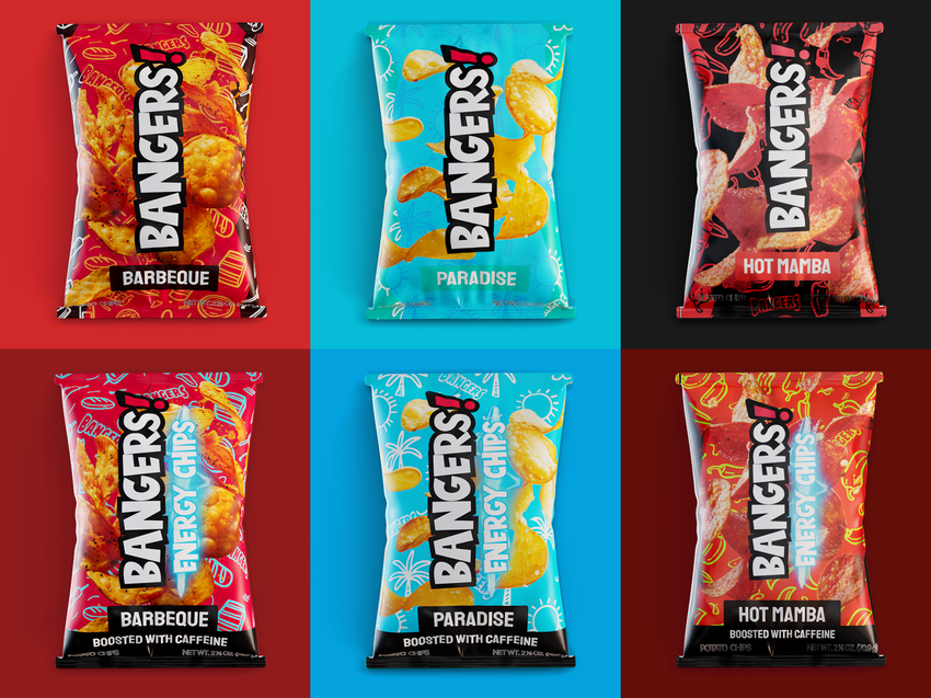 Bangers Energy Chips Caffeinated Potato Chips 6 Pack Variety 2.5 Ounce ...